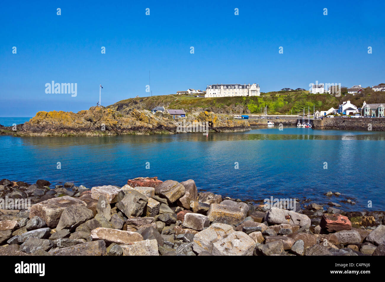 Entrance to Portpatrick harbour in Dumfries & Galloway Scotland with ...