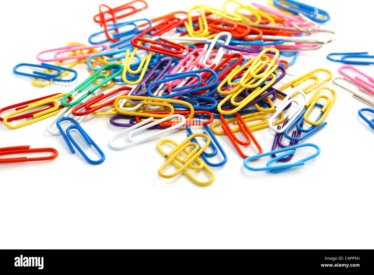 Colorful paper clips isolated on white background Stock Photo - Alamy
