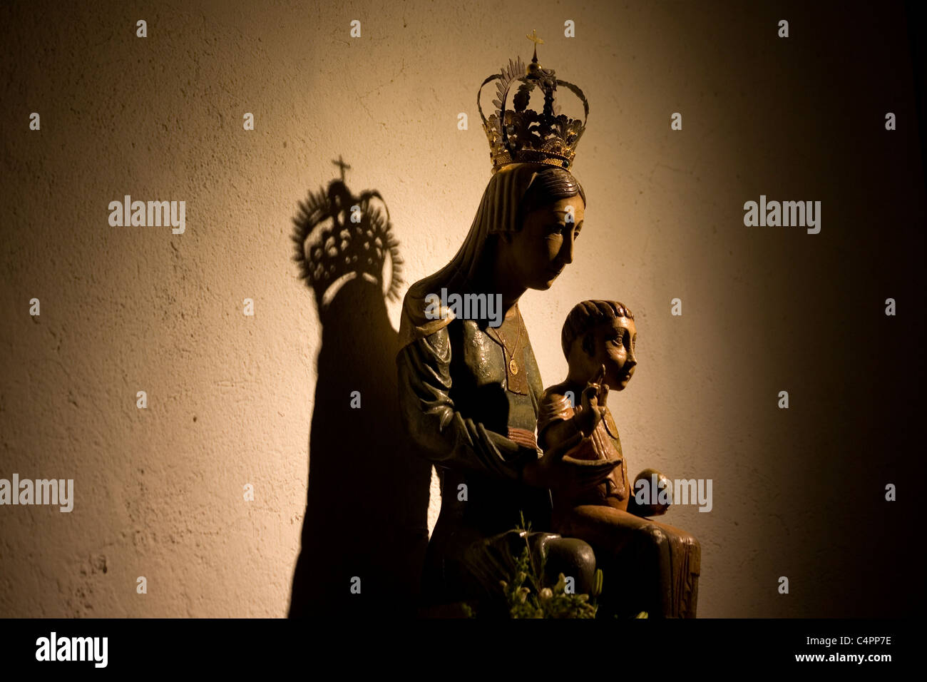 Santa Maria la Real Virgin Mary , sculpture in the church of O Cebreiro ...
