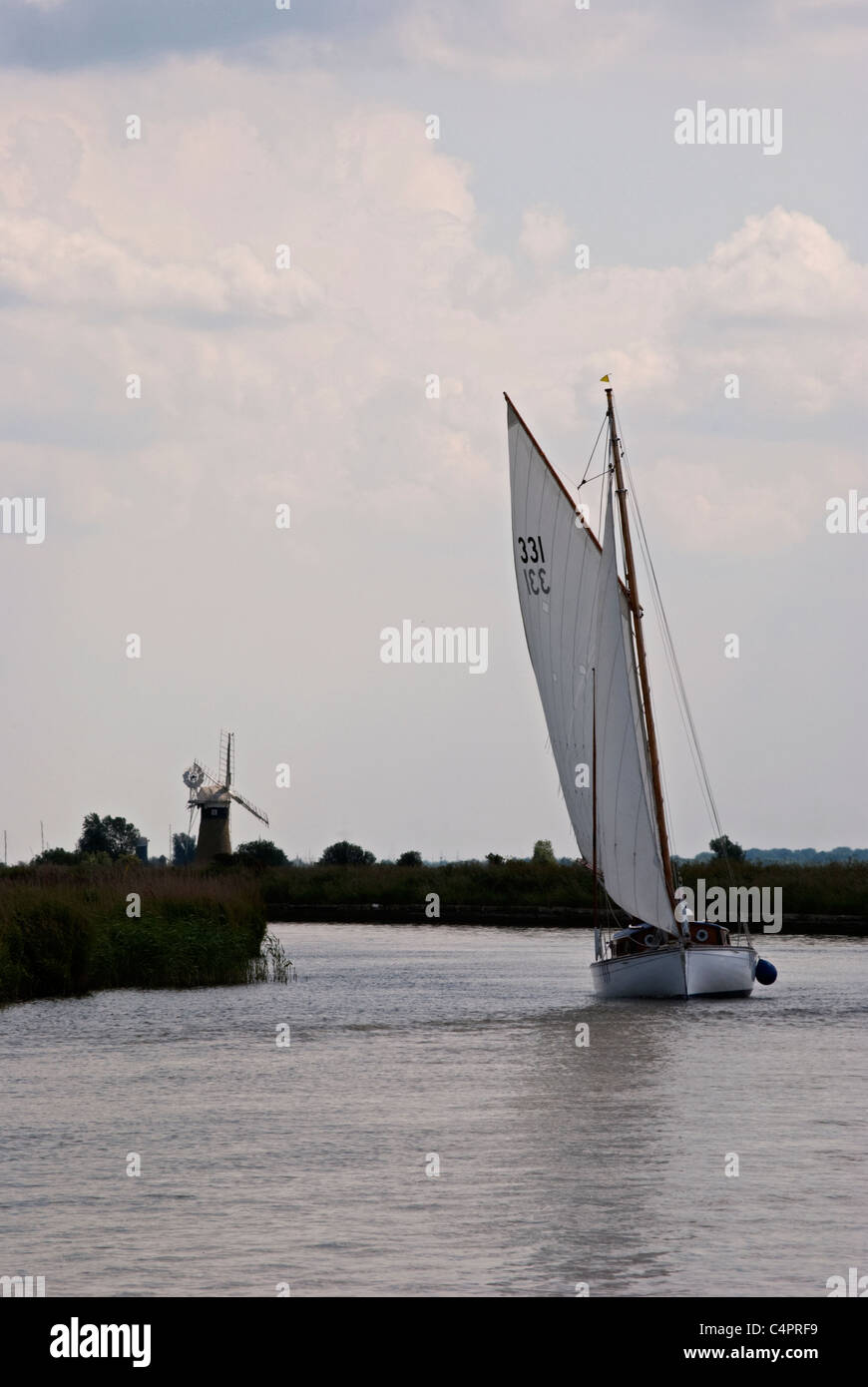 A traditional wooden sailing boat on the Norfolk Broads Stock Photo - Alamy