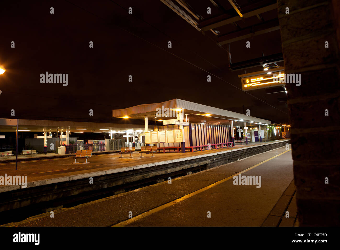 Empty train station platforms at night Stock Photo - Alamy