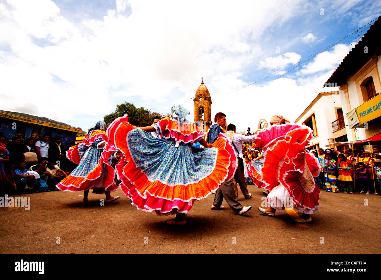 Dancers of Nobsa Dance Group performing outside a traditional dance ...