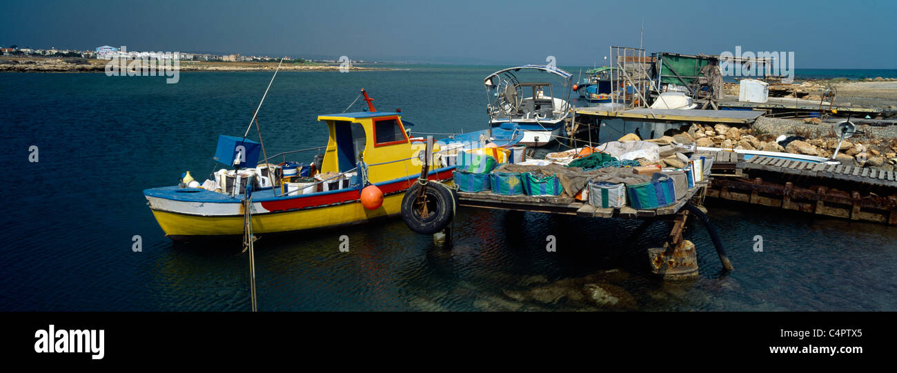 Potamos Cyprus Fishing Village Fishing Boats On Quay Side Stock Photo ...