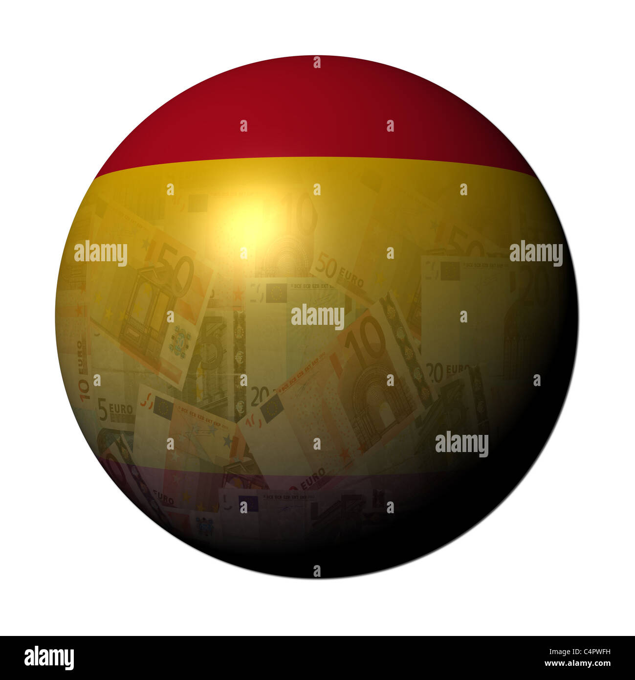 Spanish Euros flag sphere on white illustration Stock Photo - Alamy