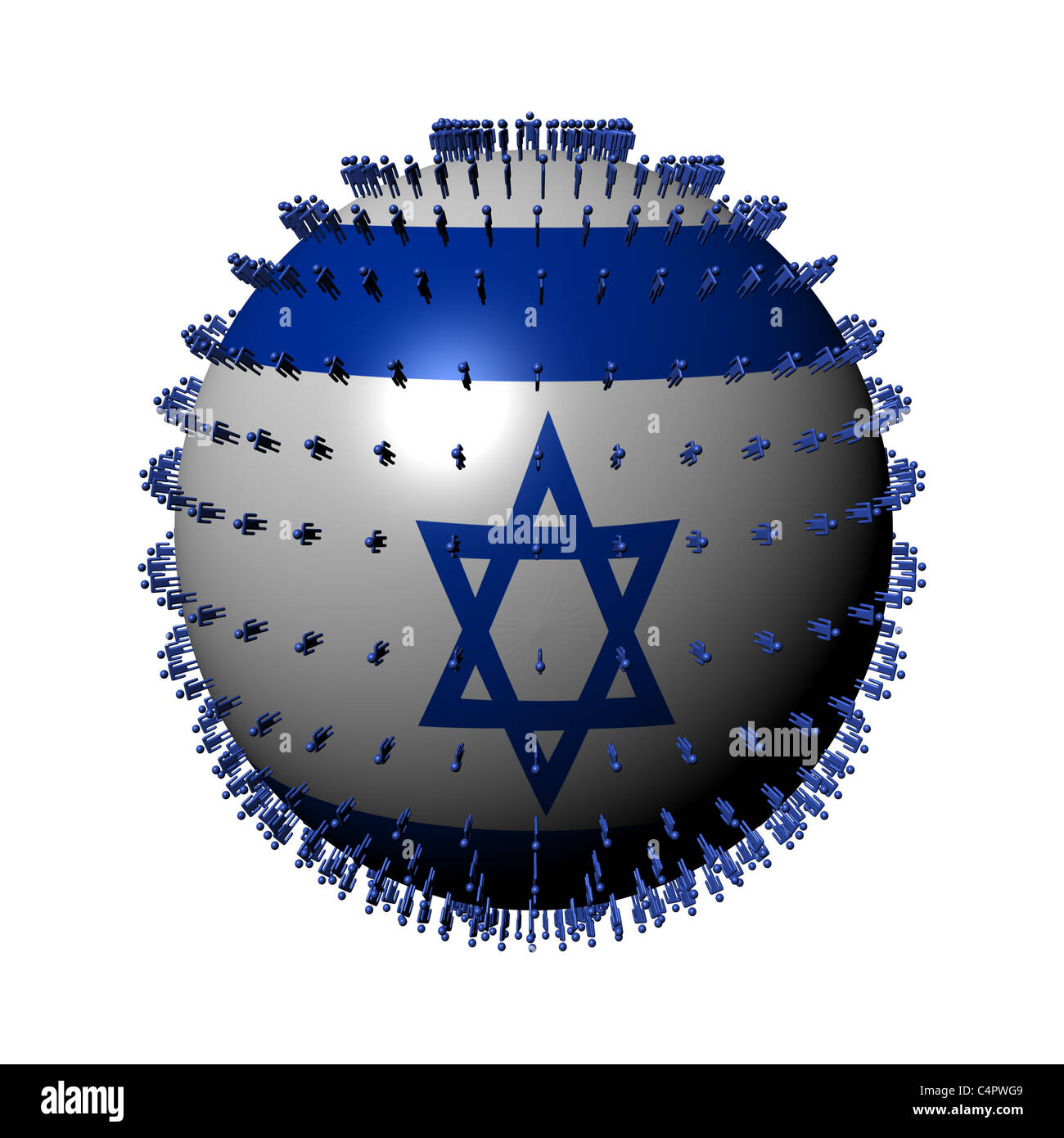 Israel flag sphere surrounded by people illustration Stock Photo - Alamy