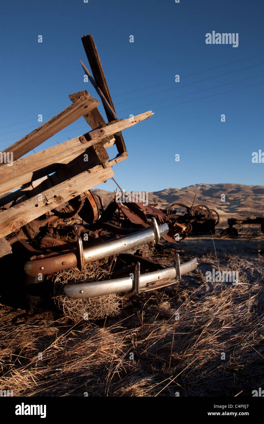 old junk in a field Stock Photo - Alamy