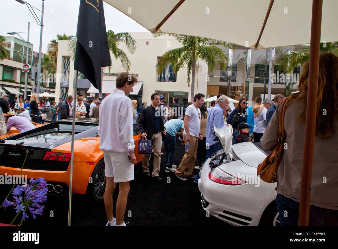 A crowd and car scene at the 2011 Rodeo Drive Concours D'elegance Stock ...