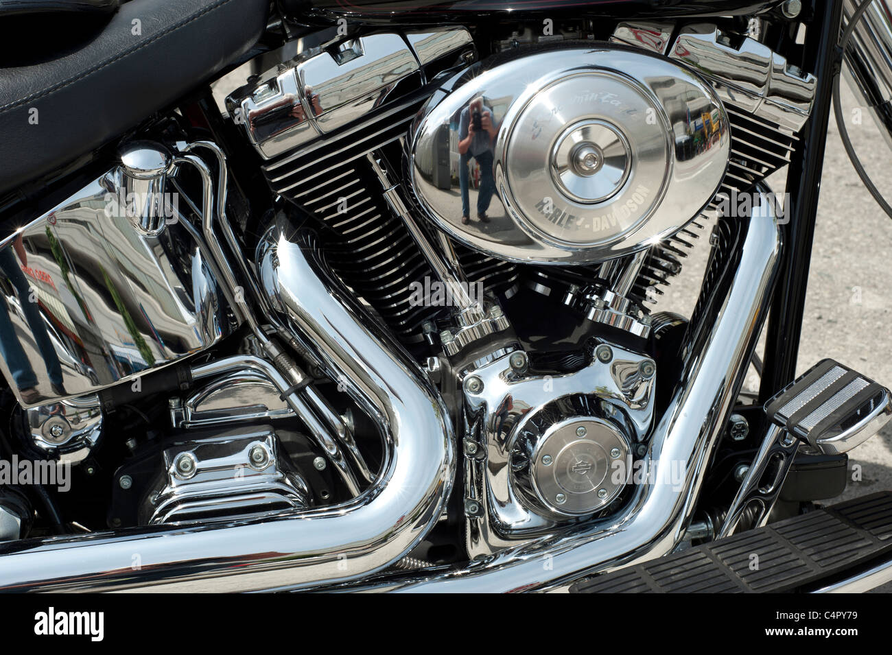 Chrome engine of Harley-Davidson Stock Photo - Alamy