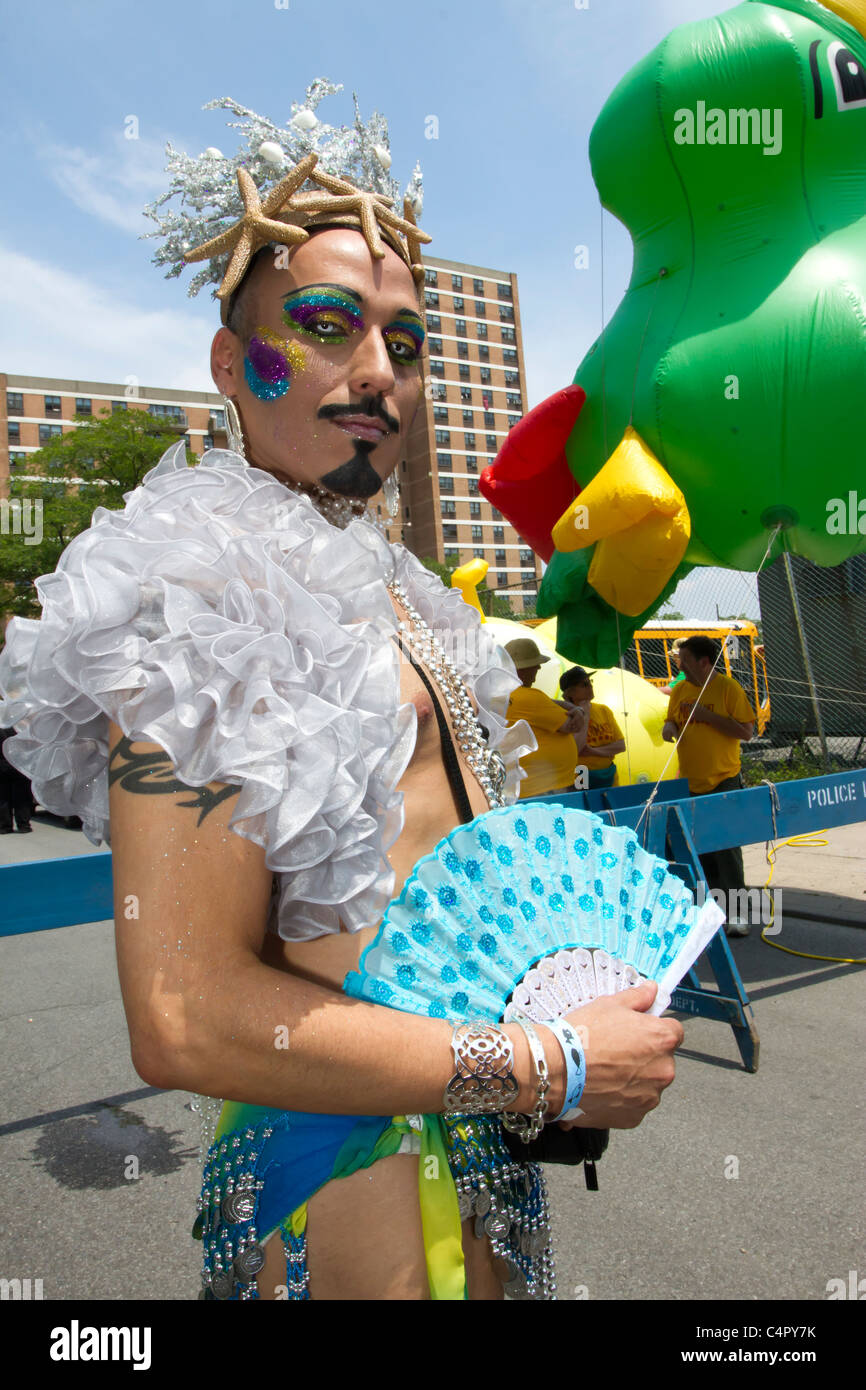 Merman with strange eyes at the 2011 Mermaid Parade at Coney Island in ...