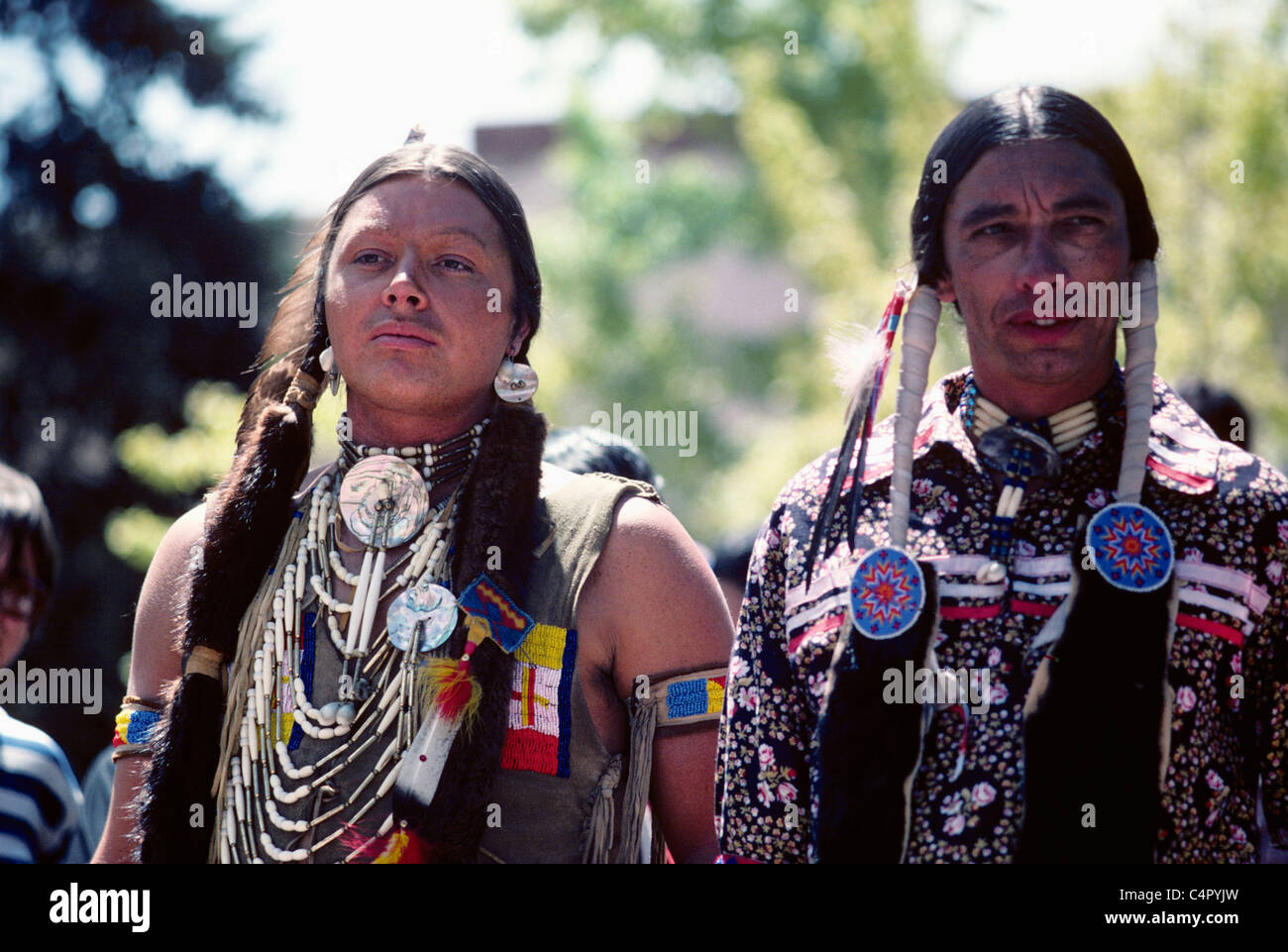 Two native american Sioux indian braves pose for photographs at the ...