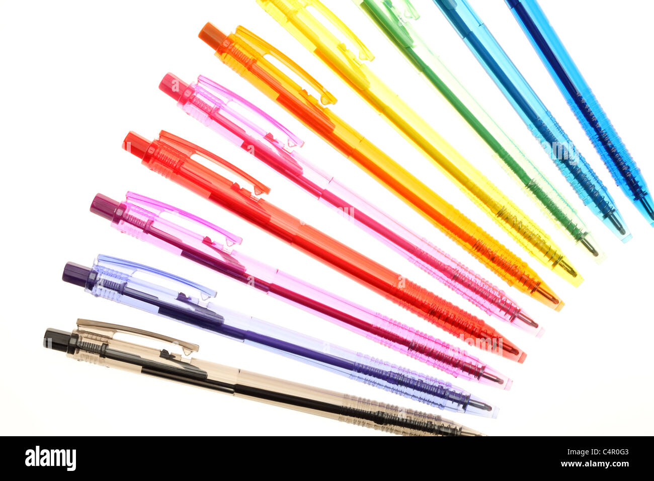 Colorful pens isolated on white background Stock Photo - Alamy