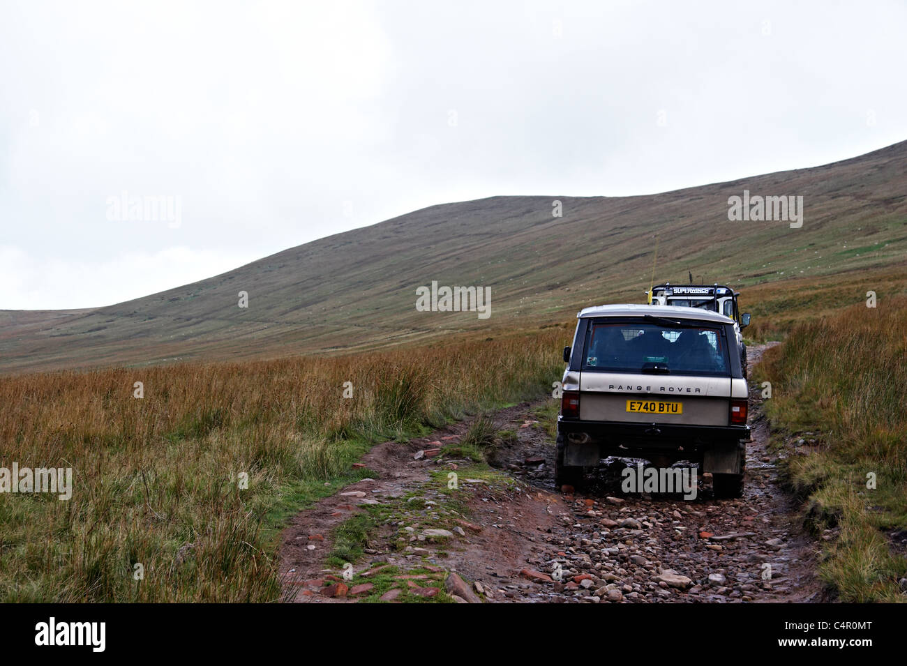 Driving on the Gap Road, Brecon Beacons National Park, Wales Stock ...