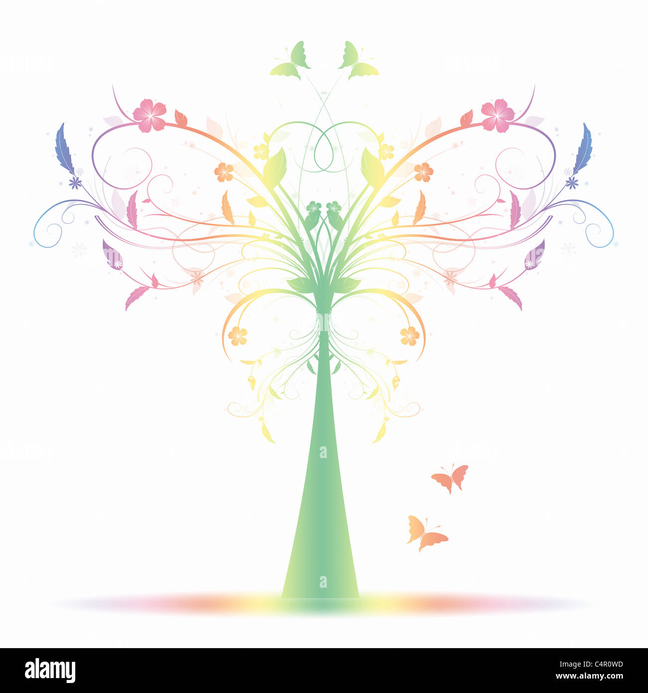 Beautiful and colorful art tree and butterfly Stock Photo - Alamy
