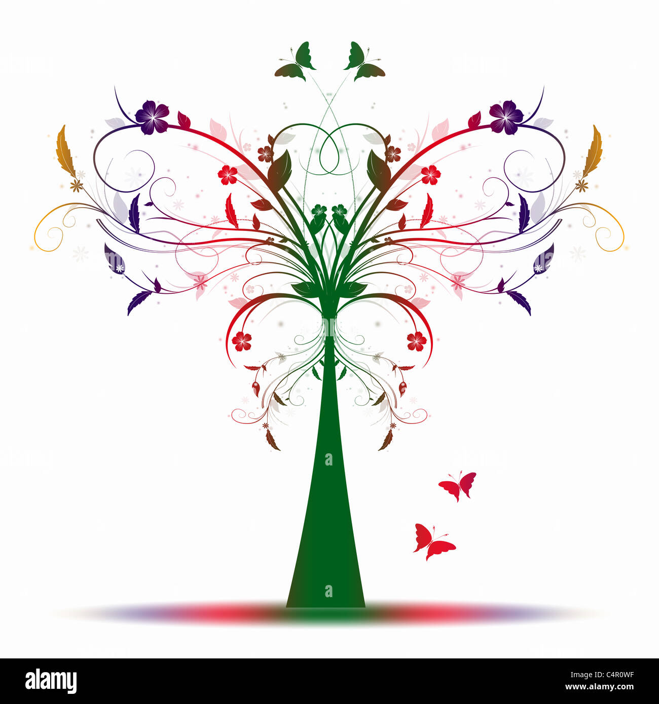 Beautiful and colorful art tree and butterfly Stock Photo - Alamy