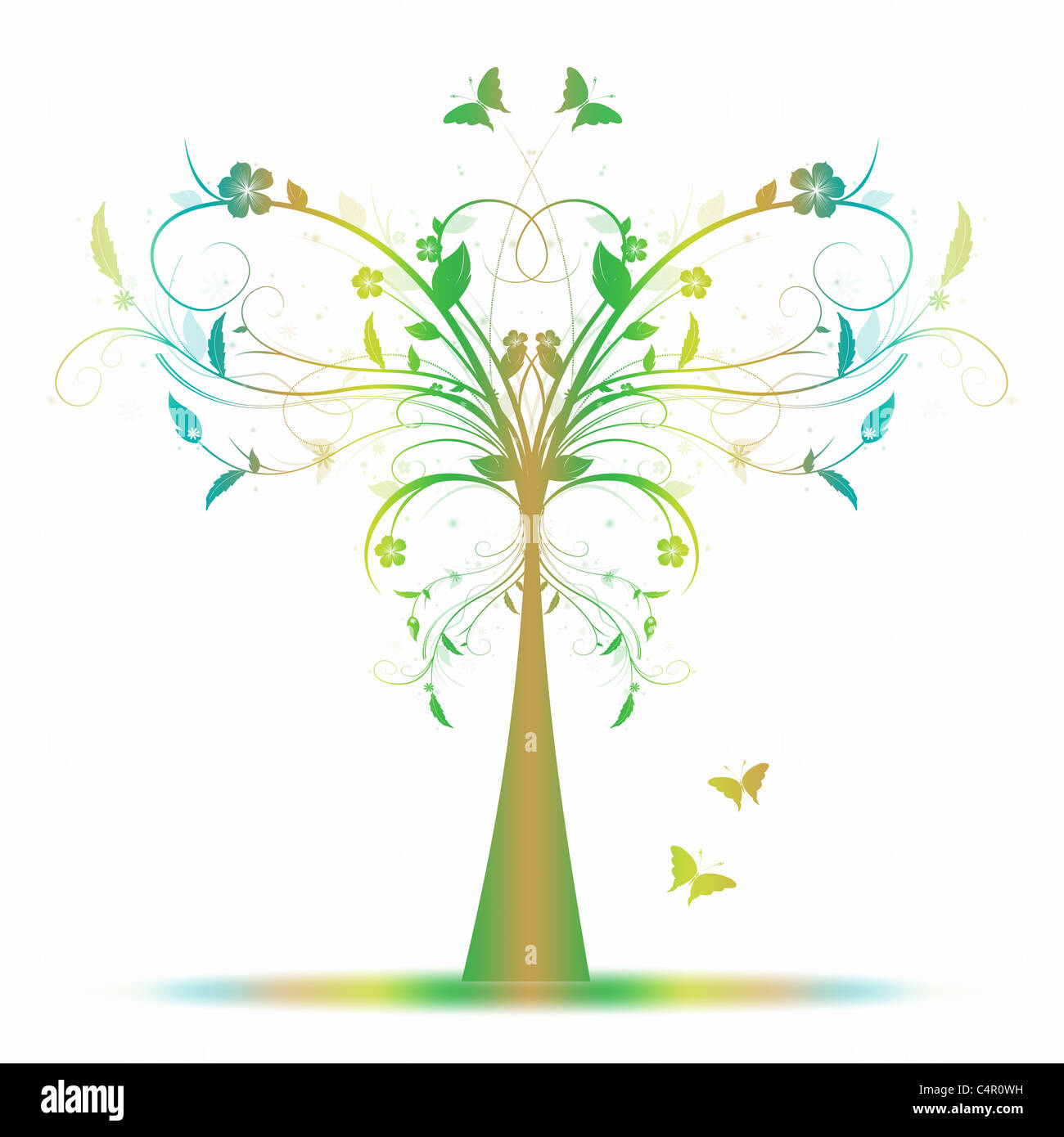 Beautiful and colorful art tree and butterfly Stock Photo - Alamy