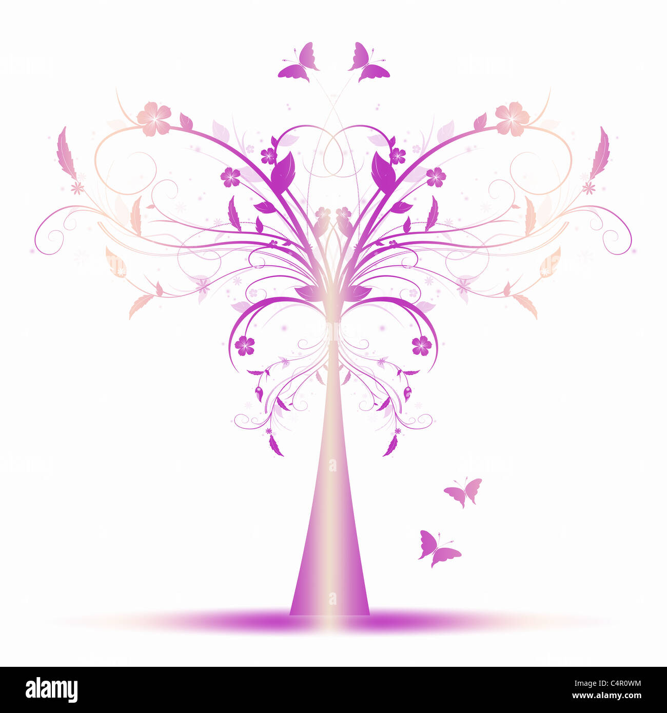 Beautiful and colorful art tree and butterfly Stock Photo - Alamy