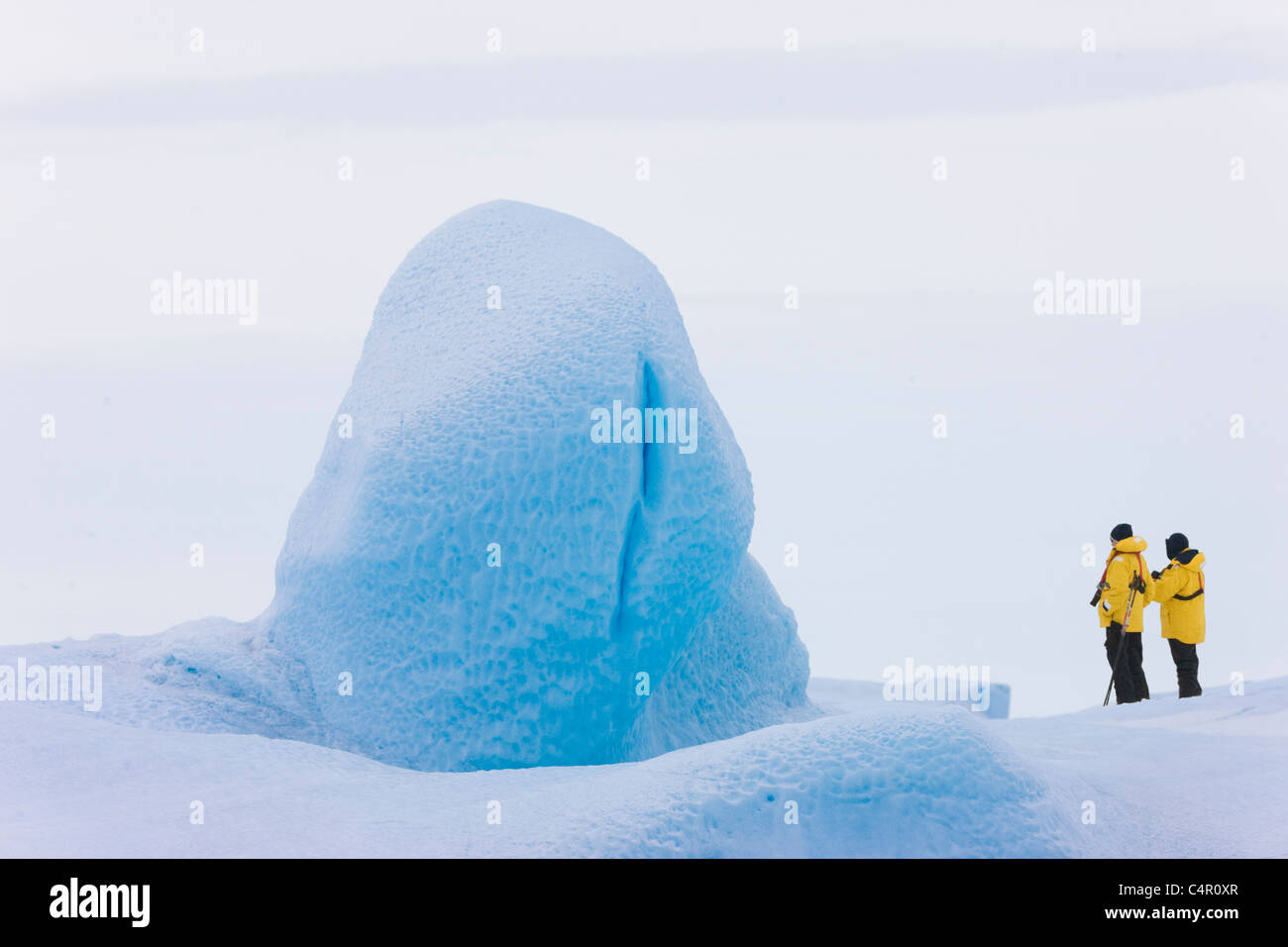Tourists watching nature carved huge ice block on Snow Hill Island ...