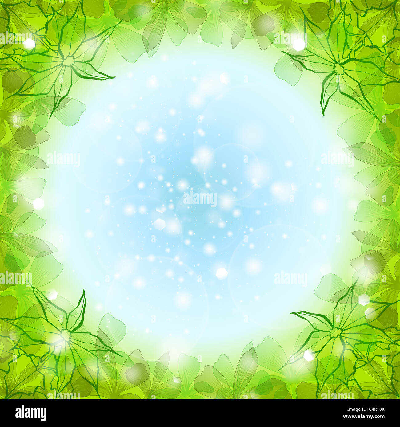 Abstract background of green leaves border Stock Photo - Alamy
