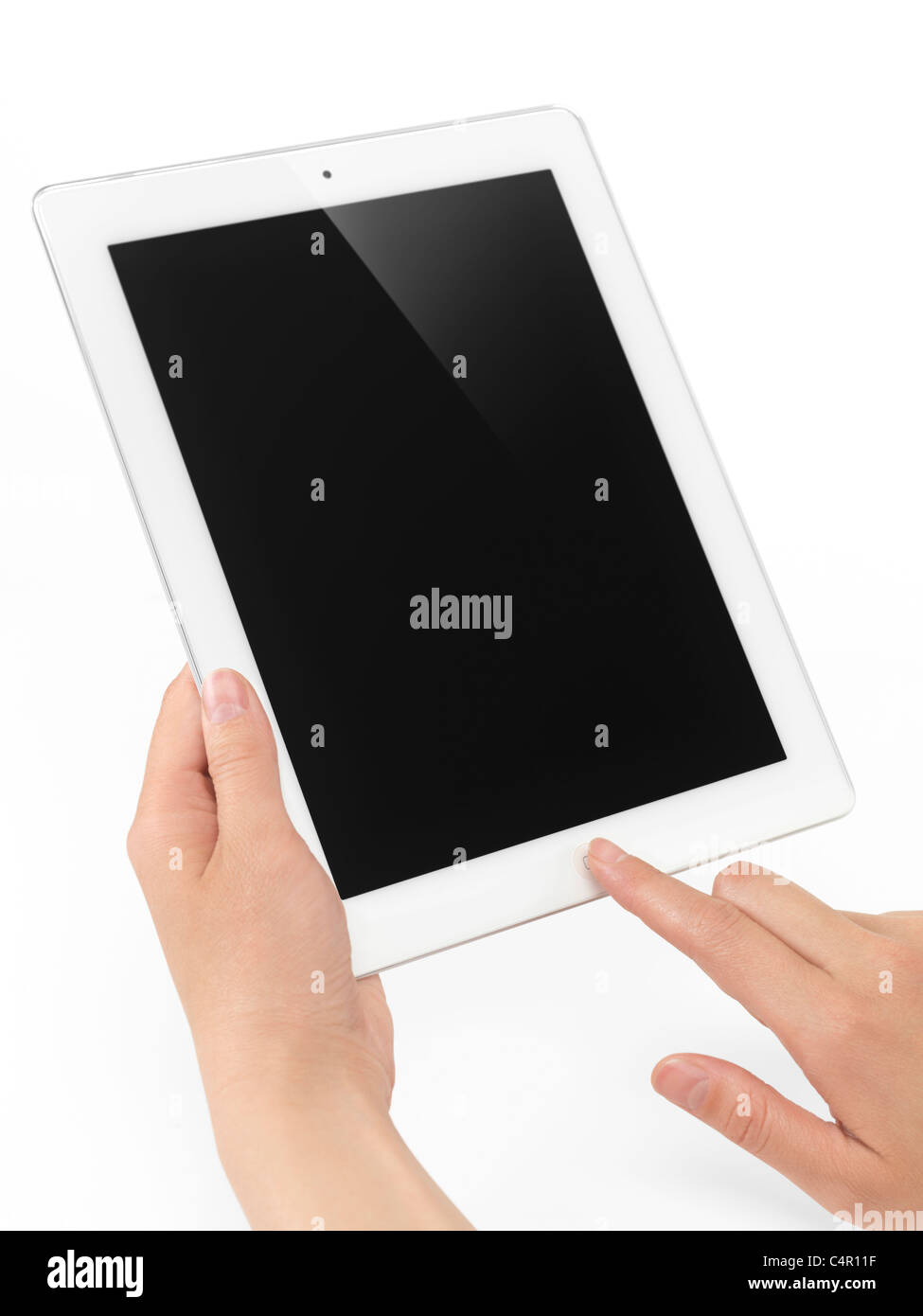 Person holding ipad 2 hands hi-res stock photography and images - Alamy