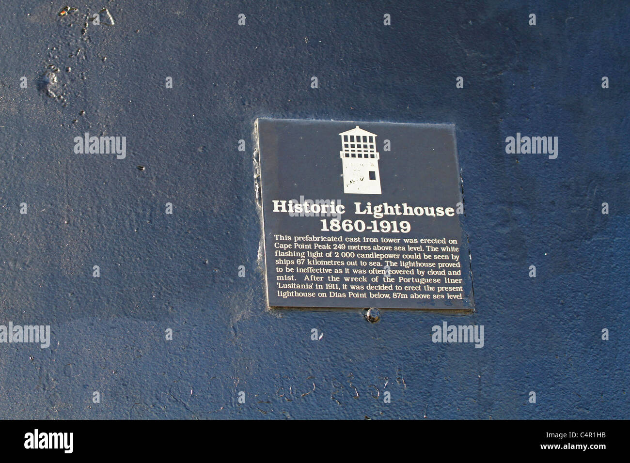 Plaque with the history of the old lighthouse at Cape Point , Cape Town ...