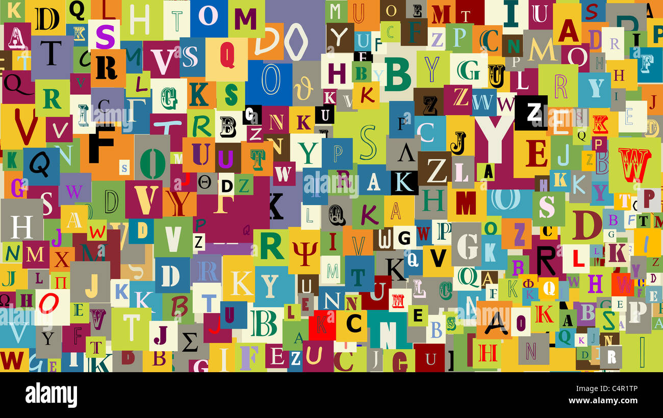 Abstract letters background, graphic illustration Stock Photo - Alamy