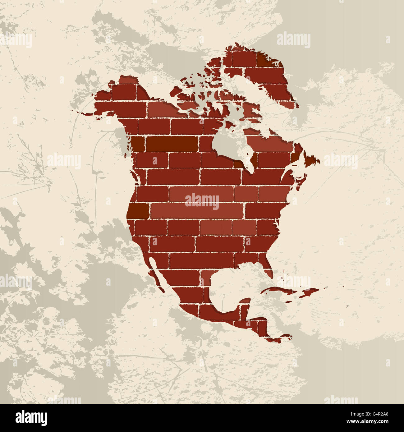 North America map on a brick wall Stock Photo - Alamy