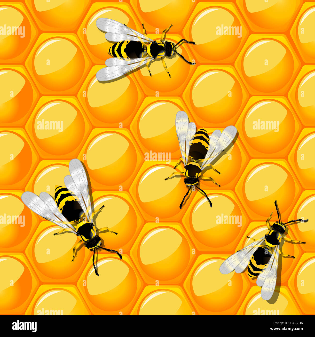 Bees and honeycomb, seamless background design. Ready for print design ...