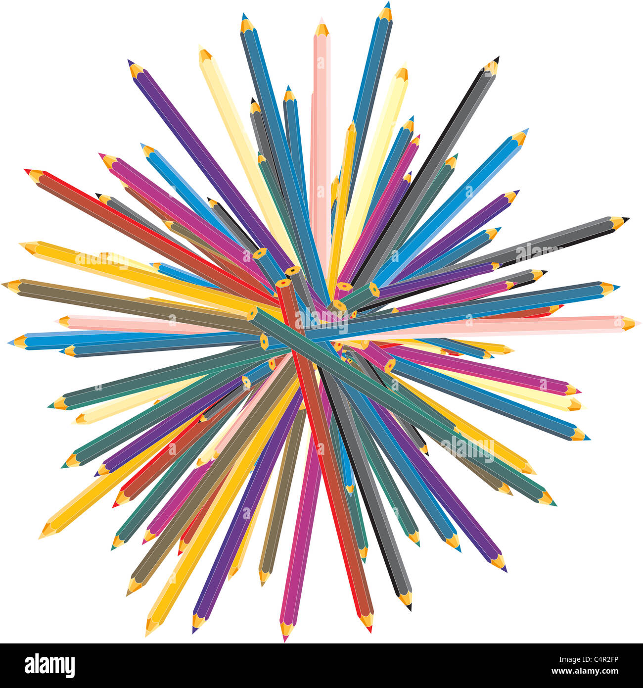 Color crayons over white background Stock Photo - Alamy