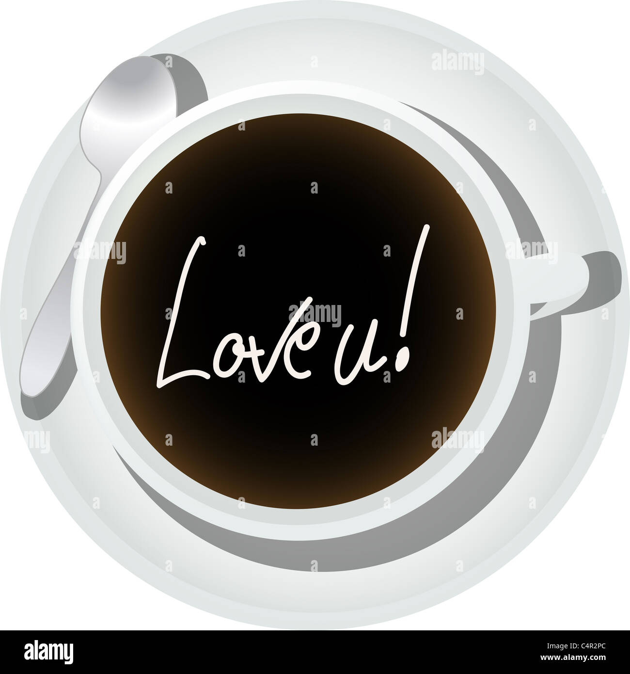 Message in a coffee cup, isolated objects over white background Stock ...