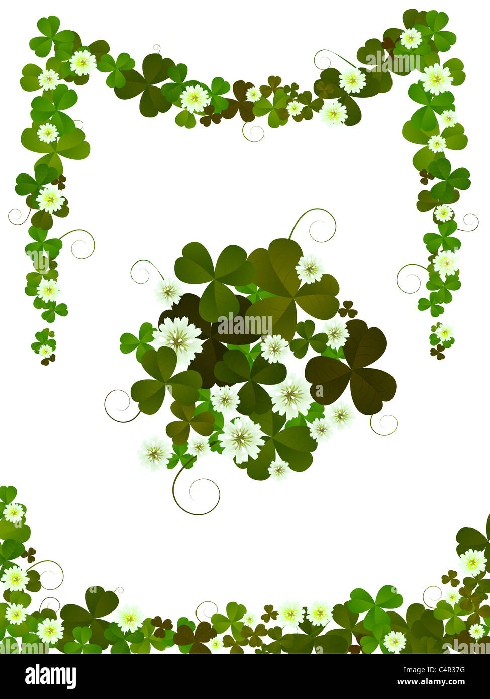 Decorative clover design elements for St.Patrick's Day layouts against ...