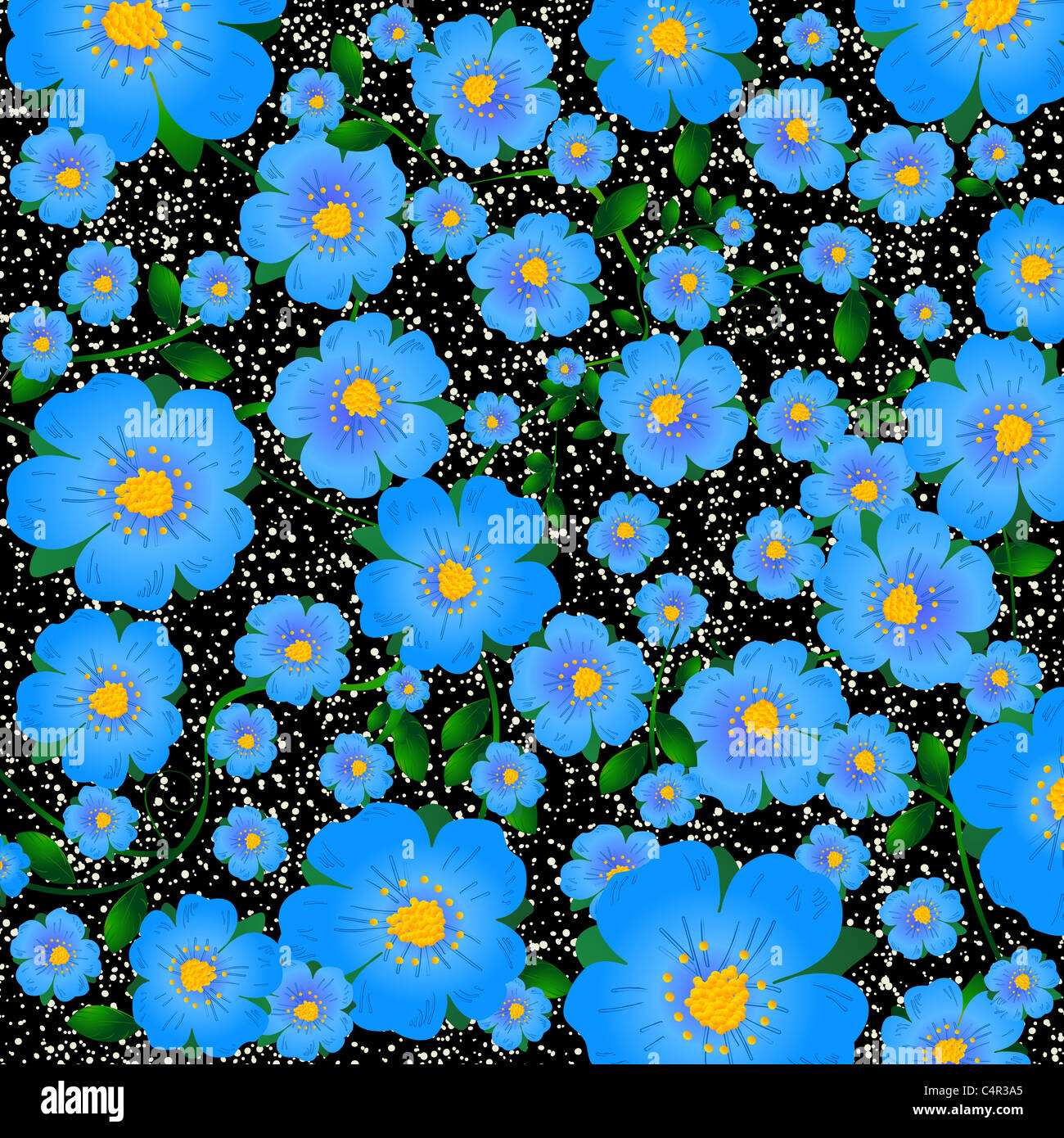 A blue retro floral background for ant card Stock Photo - Alamy