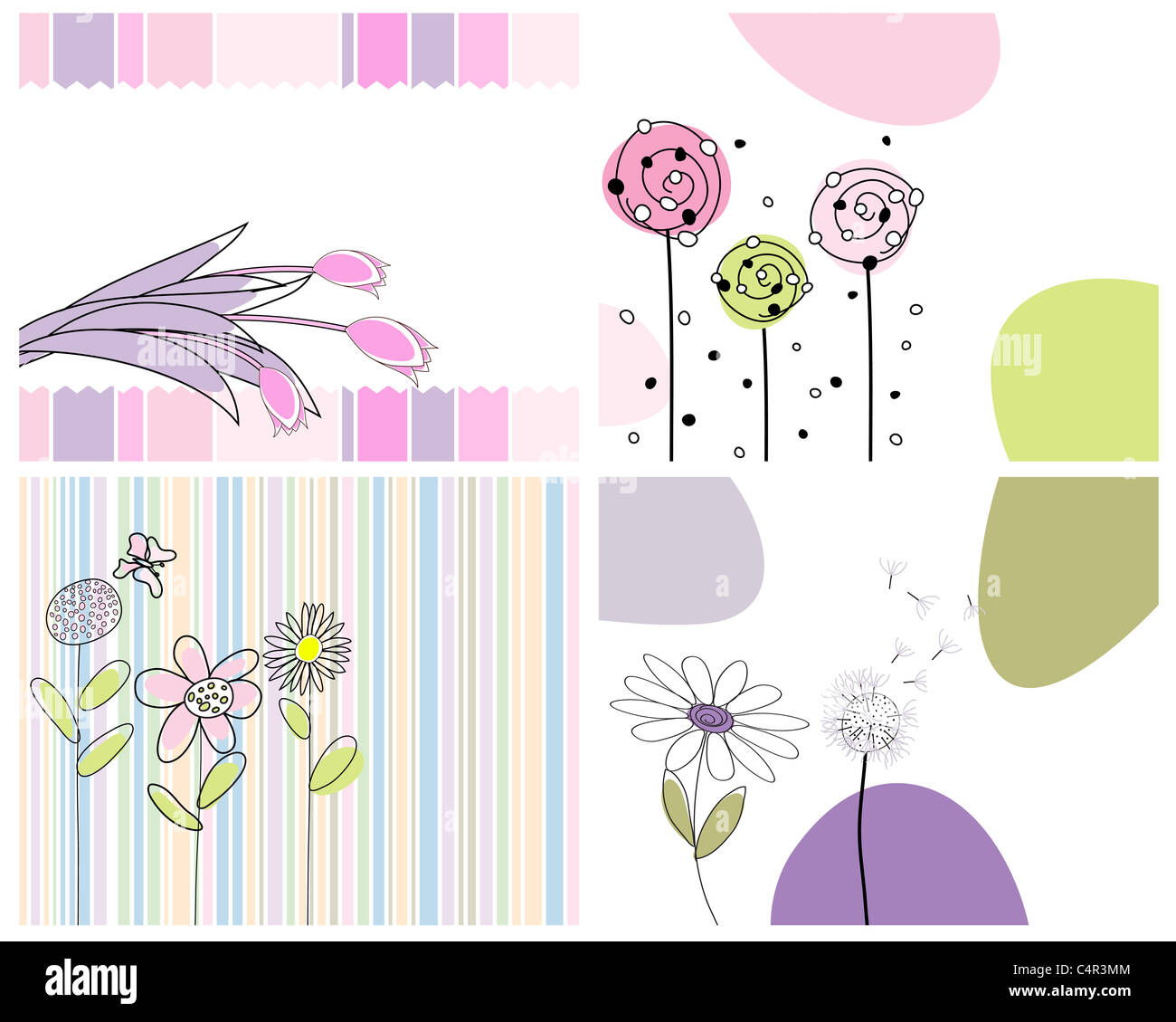 Set of four vector greeting cards for design use Stock Photo - Alamy