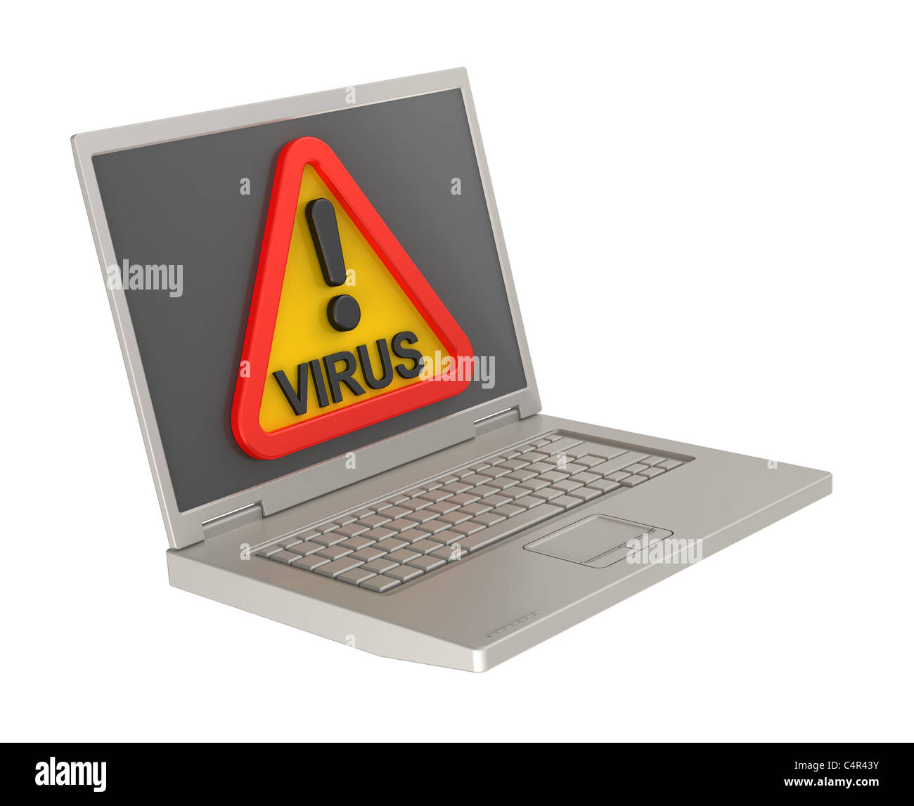 Virus warning sign on laptop screen Stock Photo - Alamy