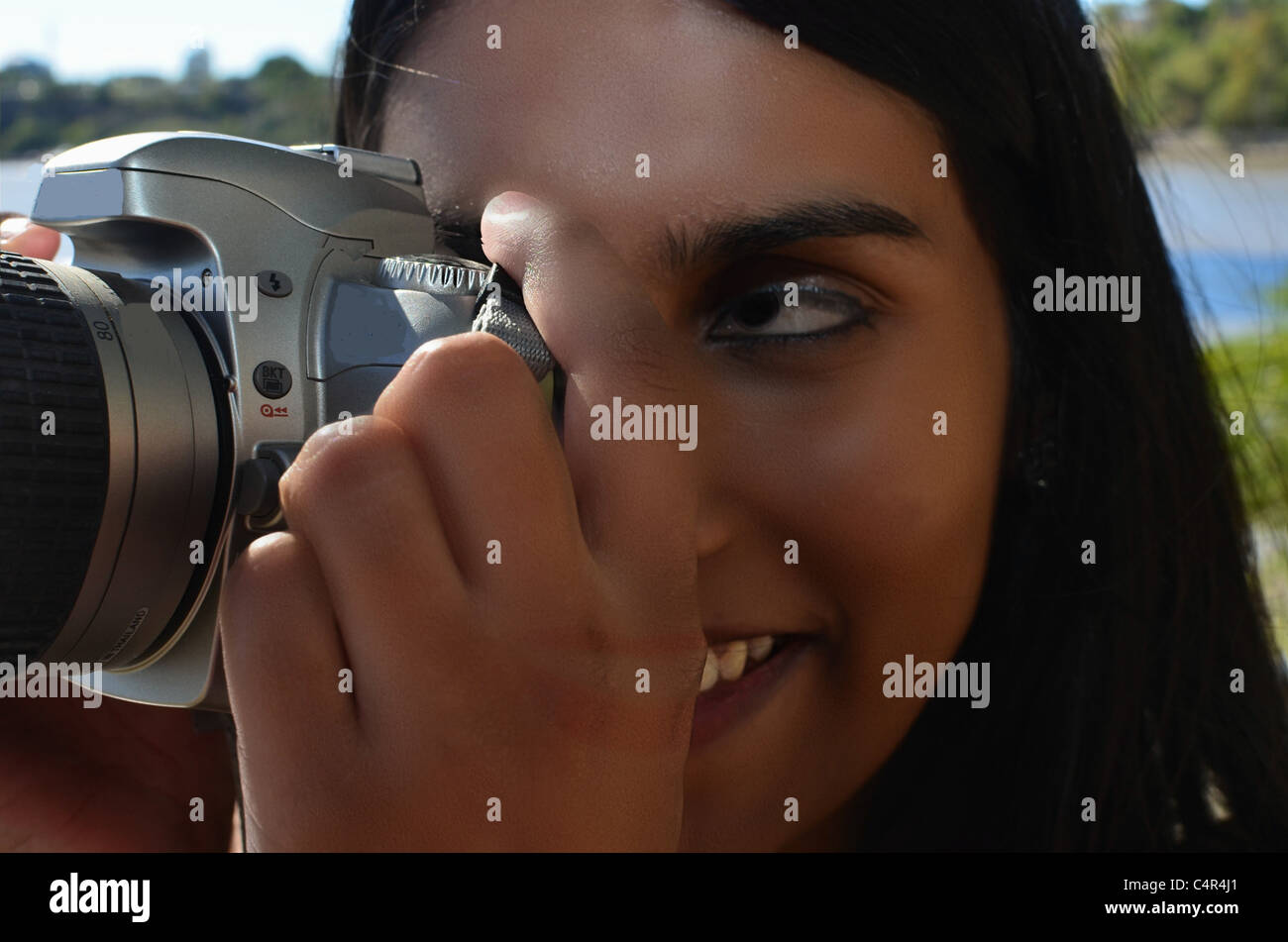 Close up of a young woman photographer Stock Photo - Alamy