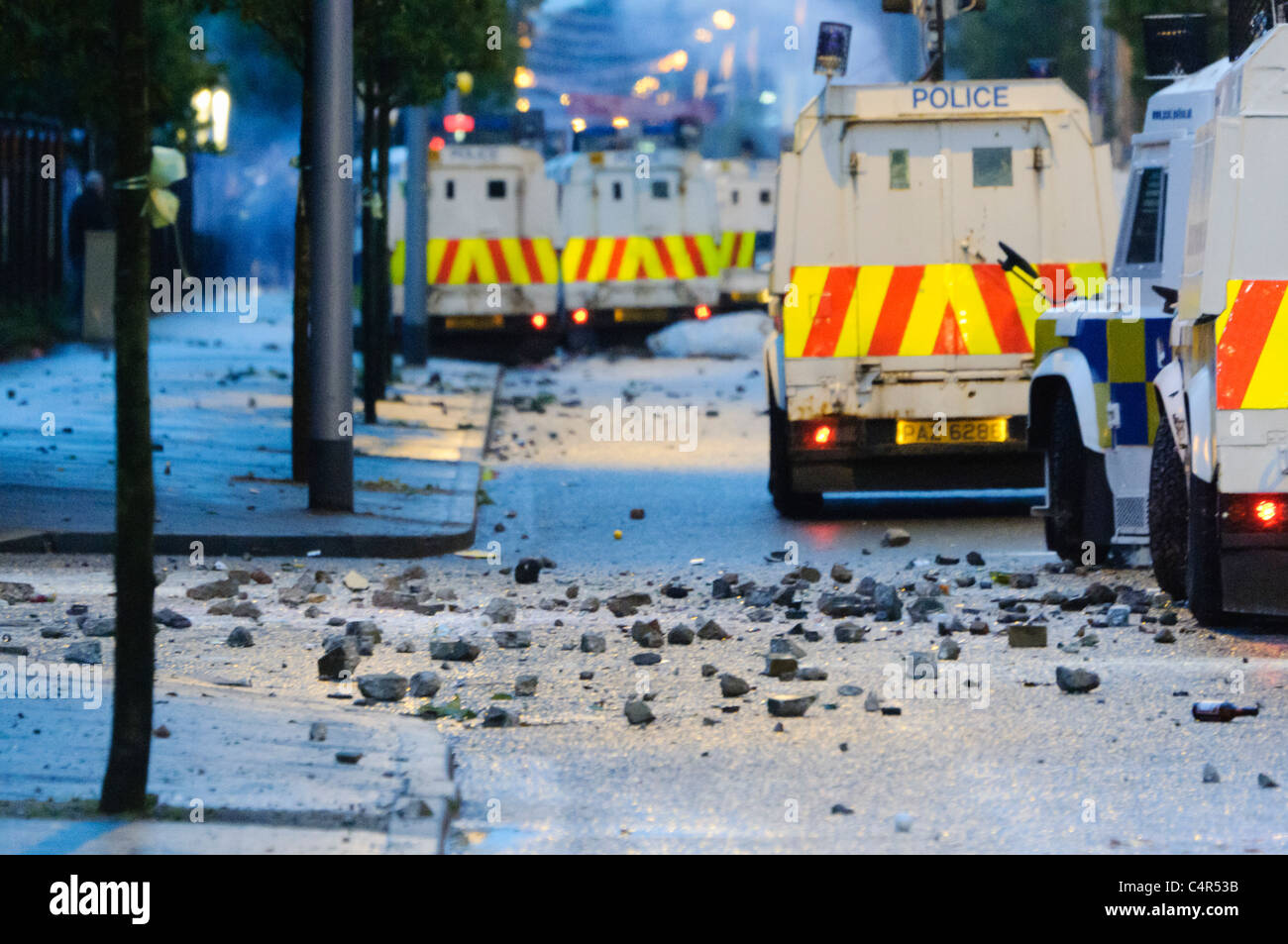 Police come under sustained attack during a second night of rioting ...