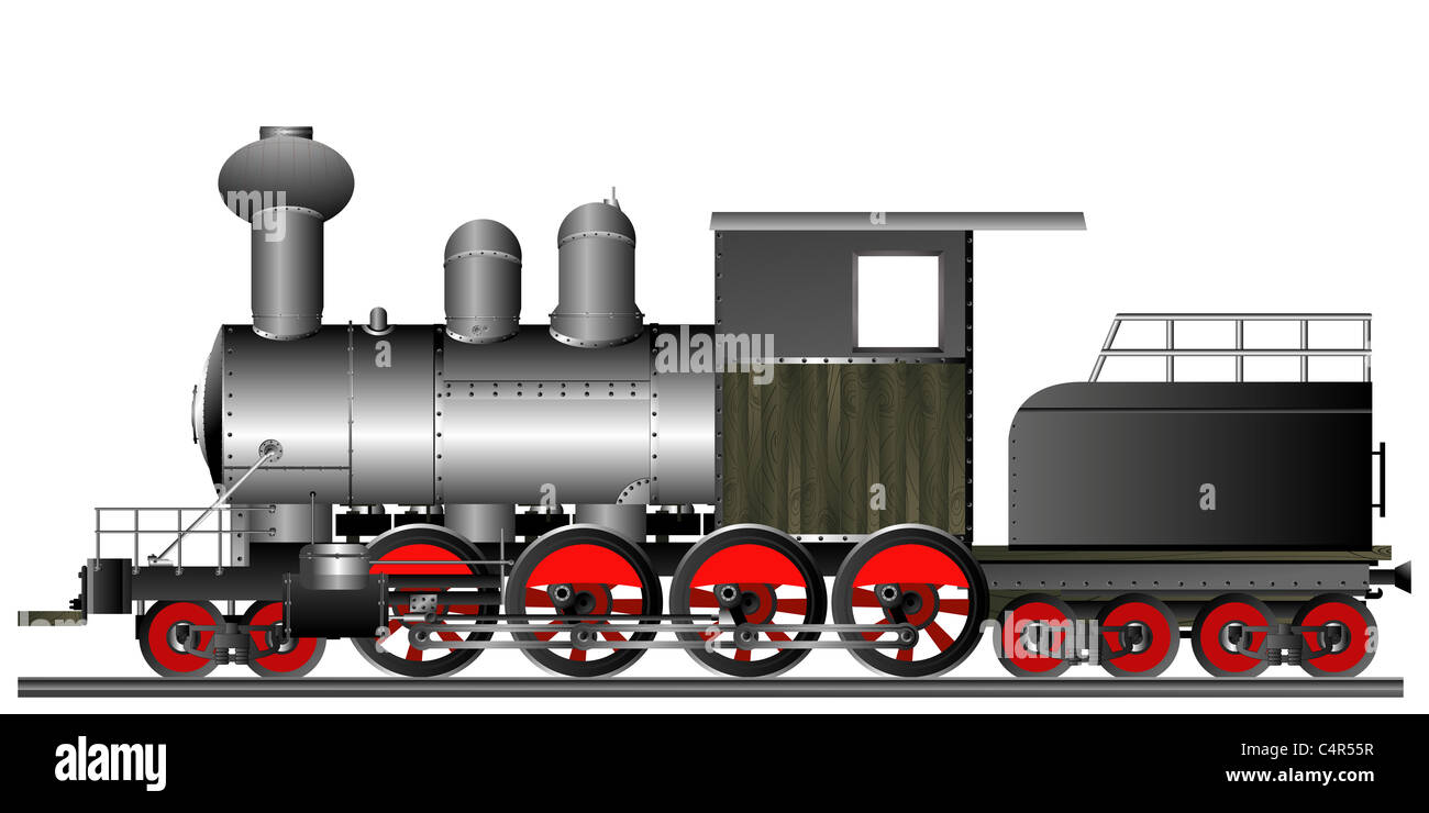 Old style steam engine locomotive on tracks Stock Photo - Alamy