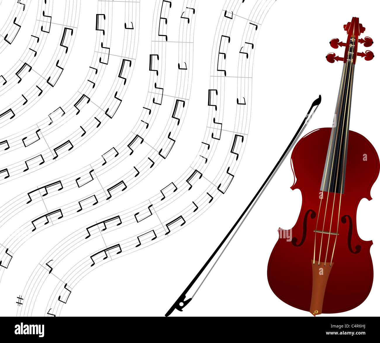 Red violin and musical notes background Stock Photo - Alamy