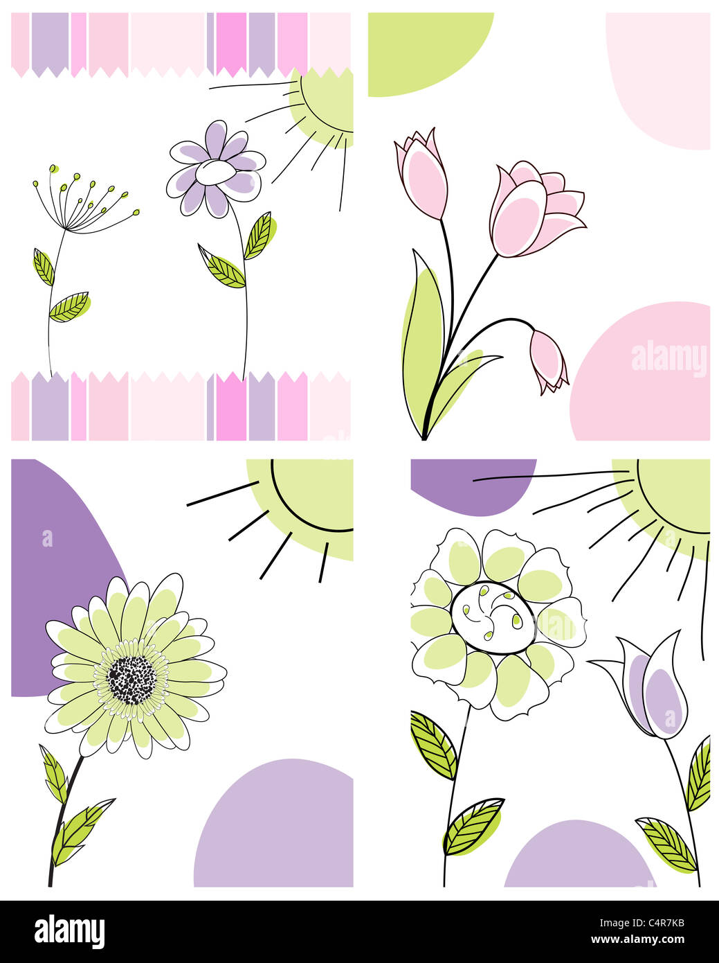 Set of four vector greeting cards for design use Stock Photo - Alamy