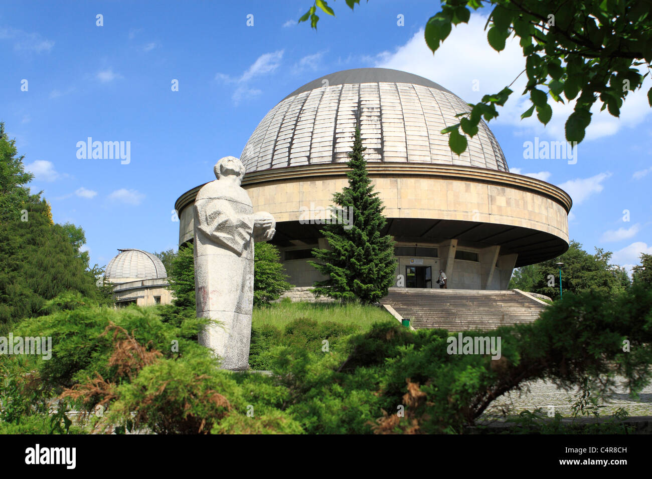 Nicolaus Copernicus Statue stands in front of Silesian Planetarium ...