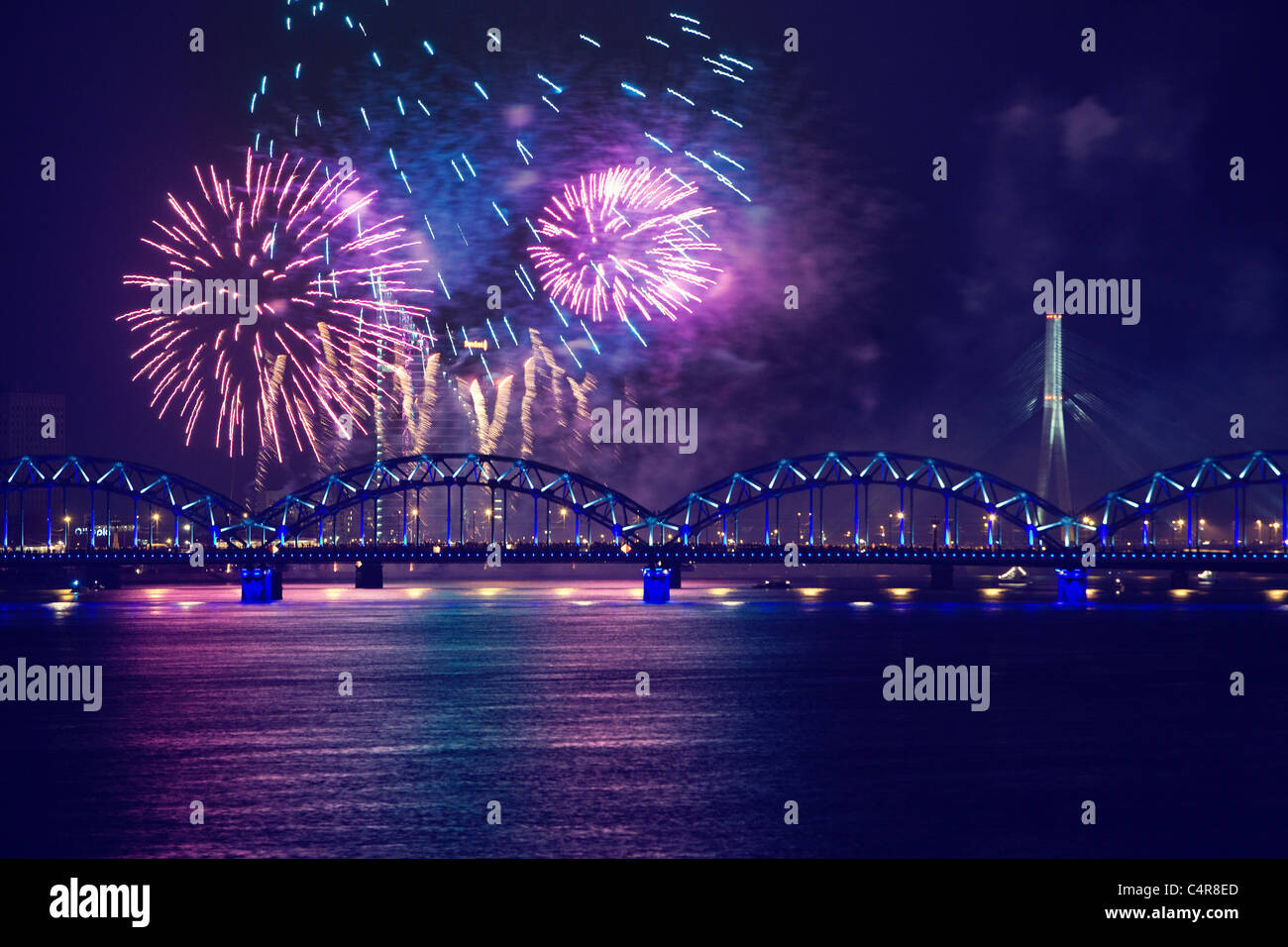 Salute in honor of Independence Day in Riga. Latvia Stock Photo - Alamy