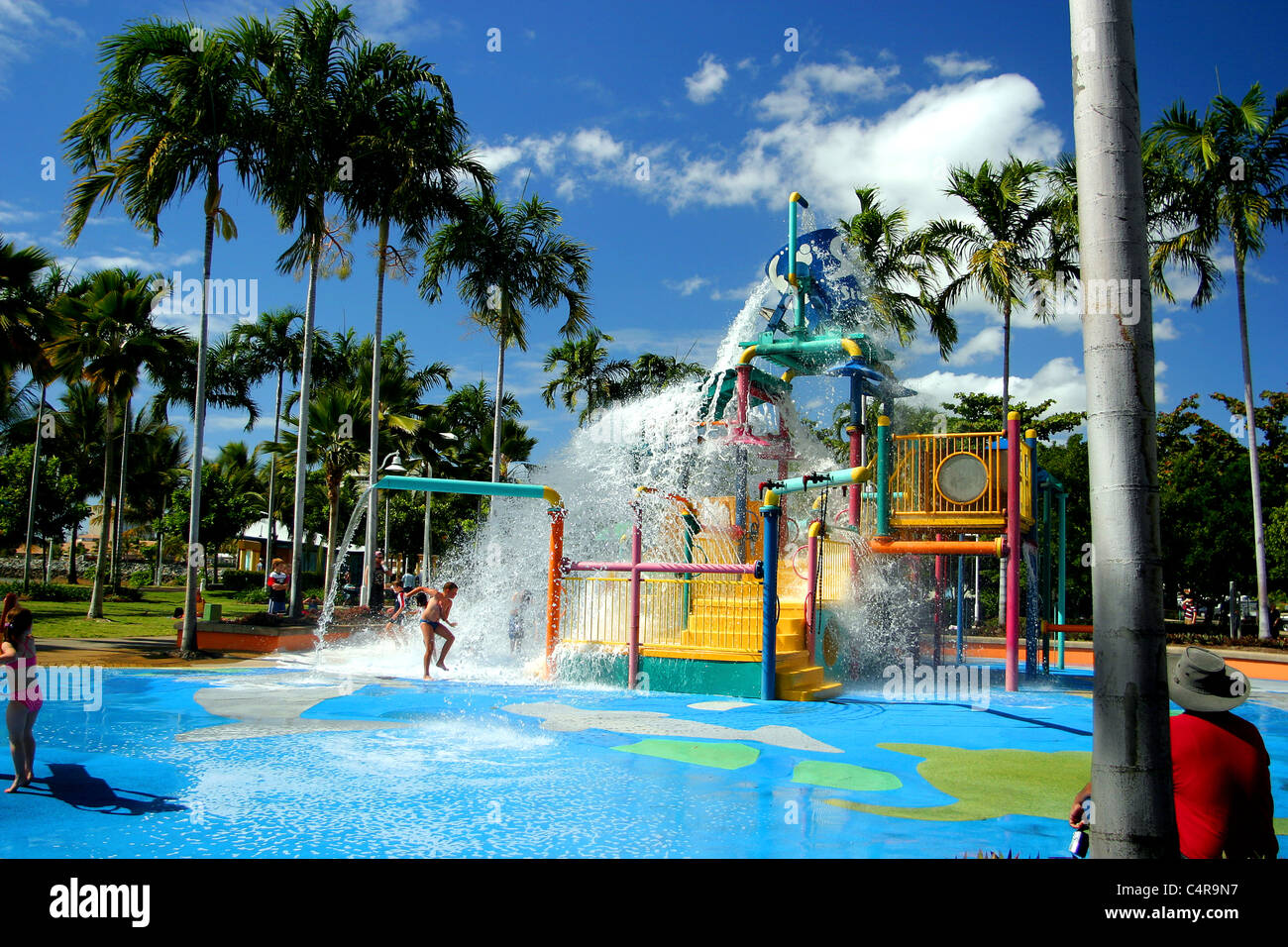 Recreation area in man-made lagoon, Townsville, Australia Stock Photo ...