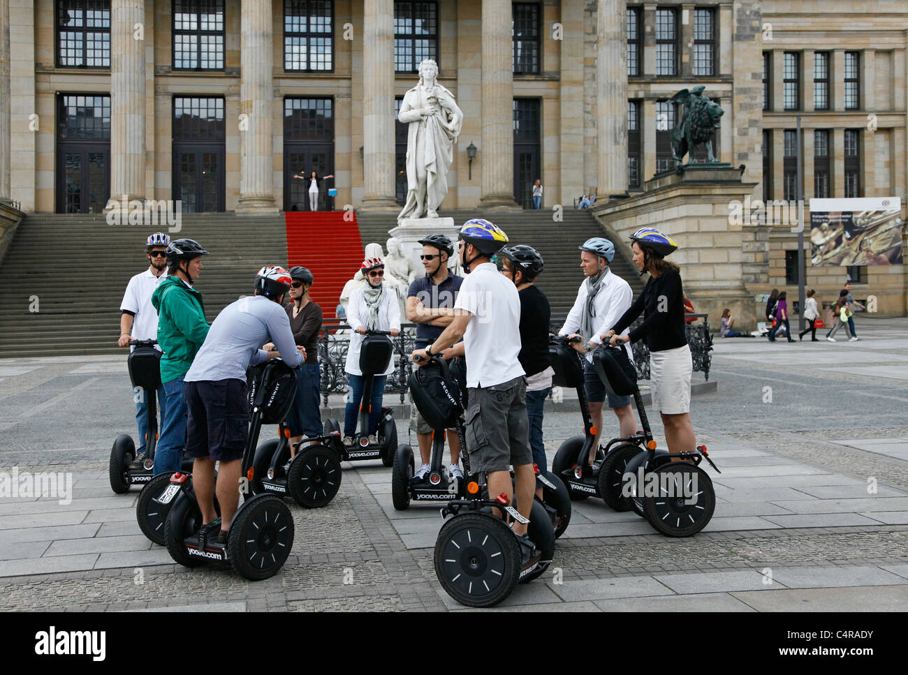 A group of tourists on a Segway two-wheeled, self-balancing personal ...