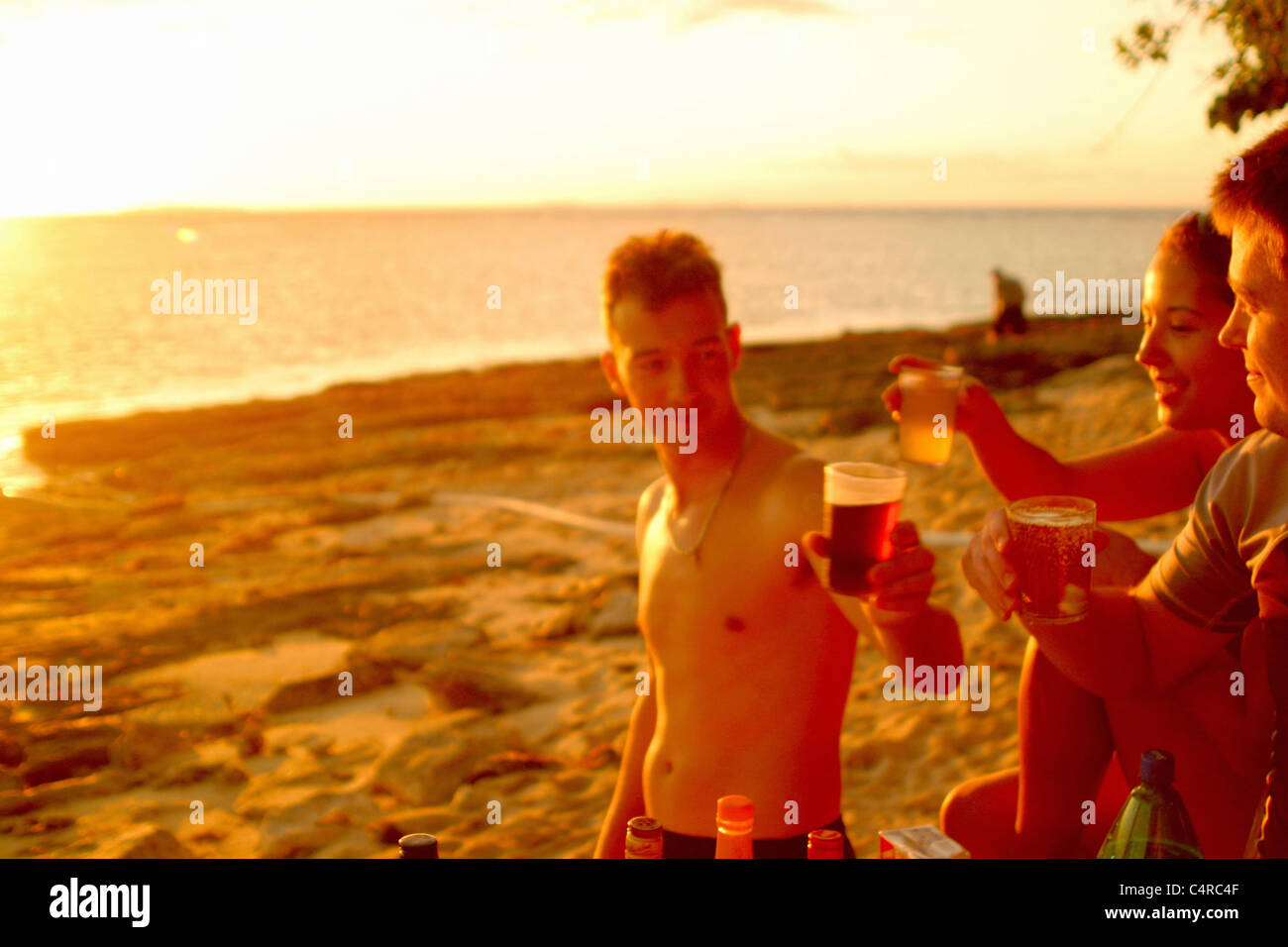 Socializing on the beach, Beachcomber Island, Fiji Stock Photo - Alamy