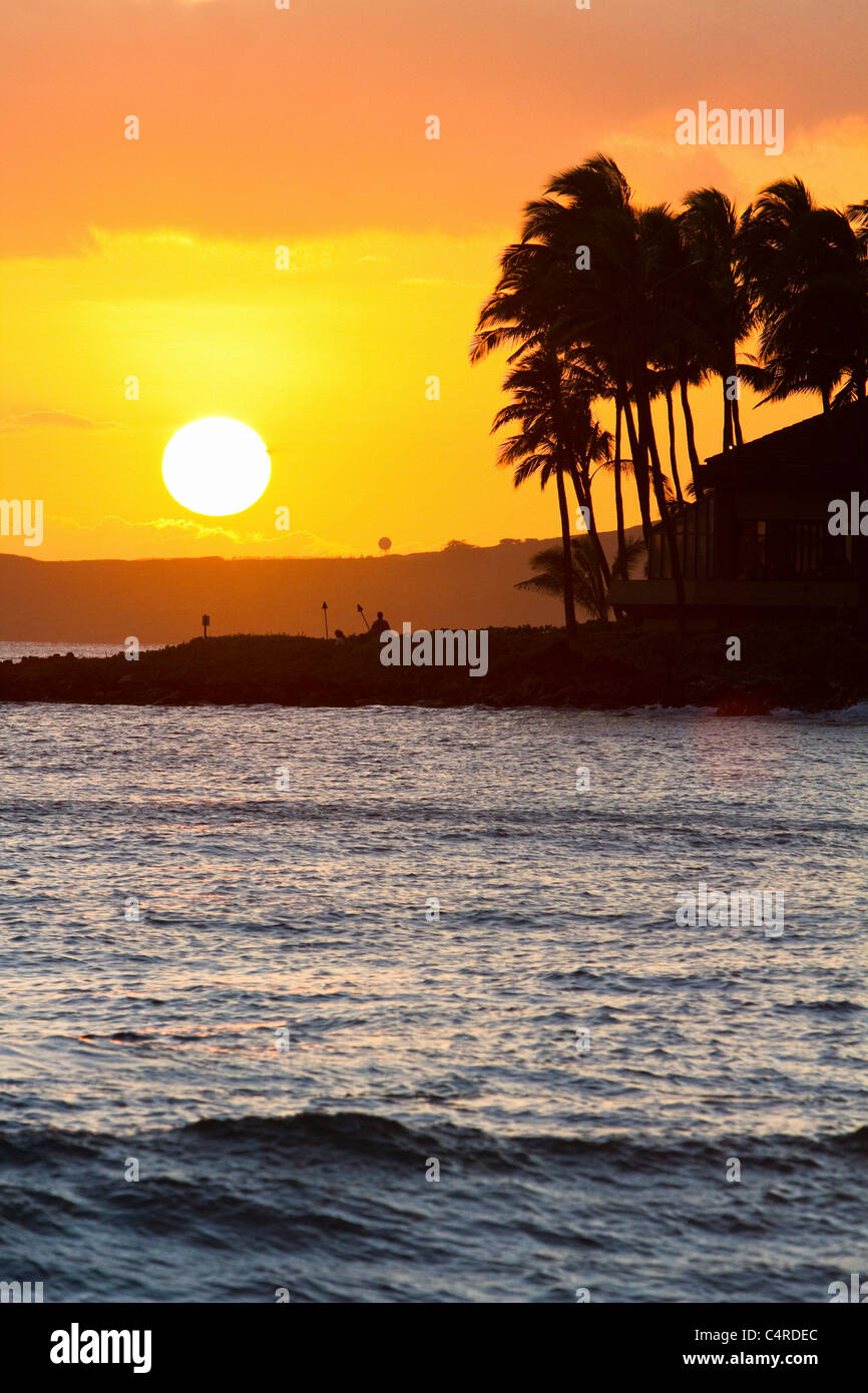 Poipu resort at sunset, Kauai, Hawaii Stock Photo - Alamy