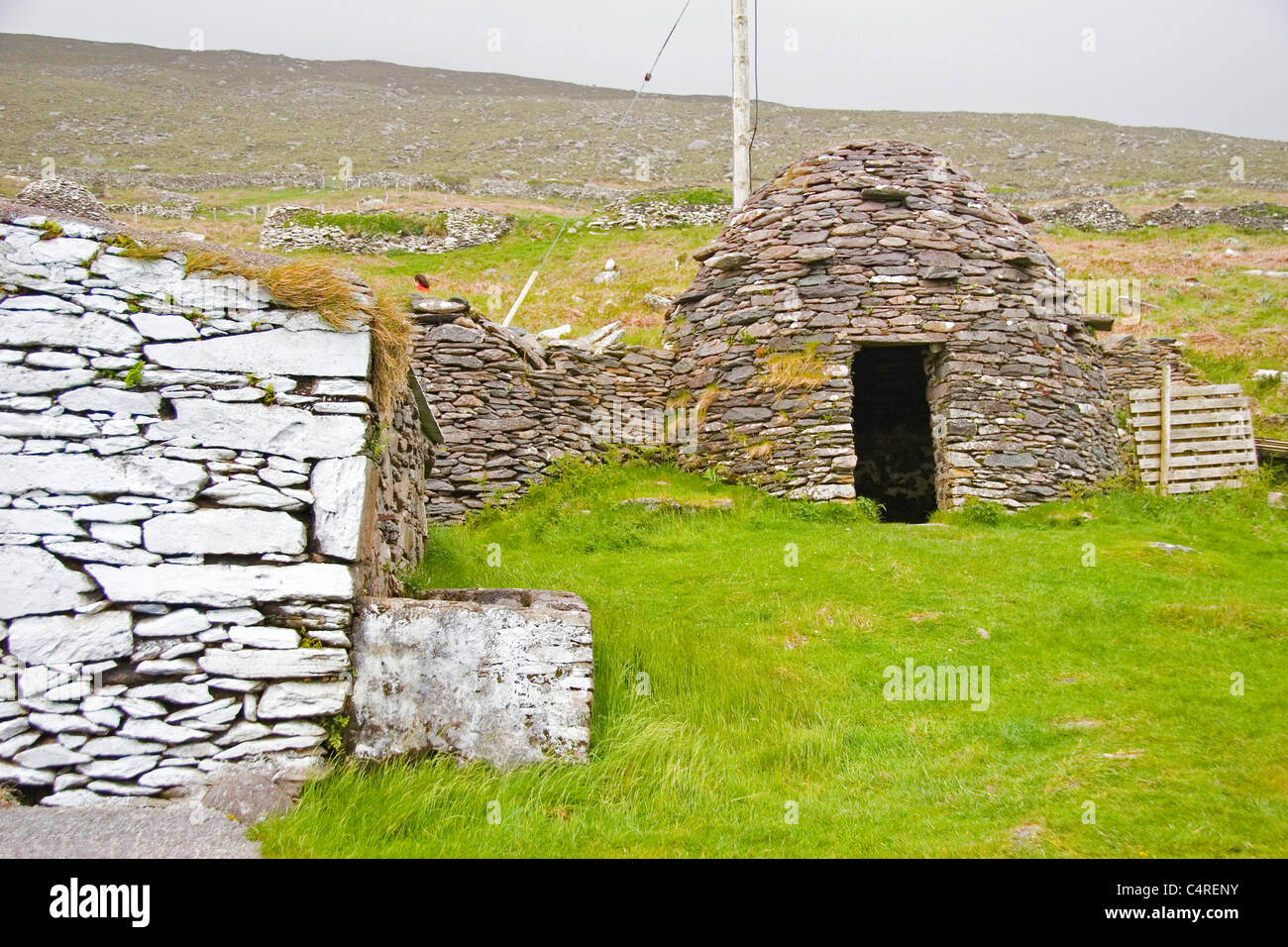 Historic beehive dwellings, Dingle Peninsula, County Kerry, Ireland ...