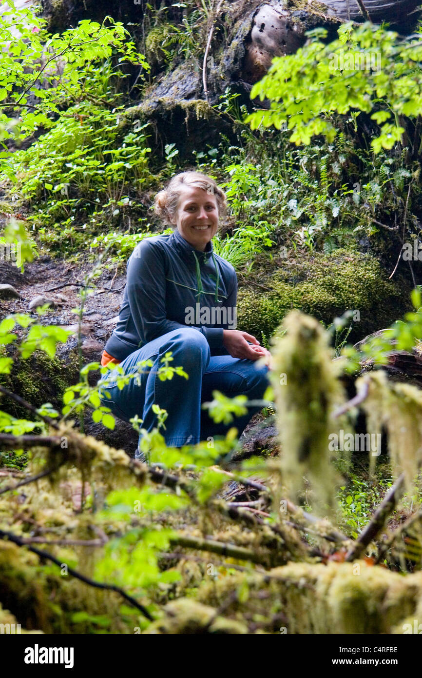 Woman in the Hoh Rainforest, Seattle, Washington, USA Stock Photo - Alamy