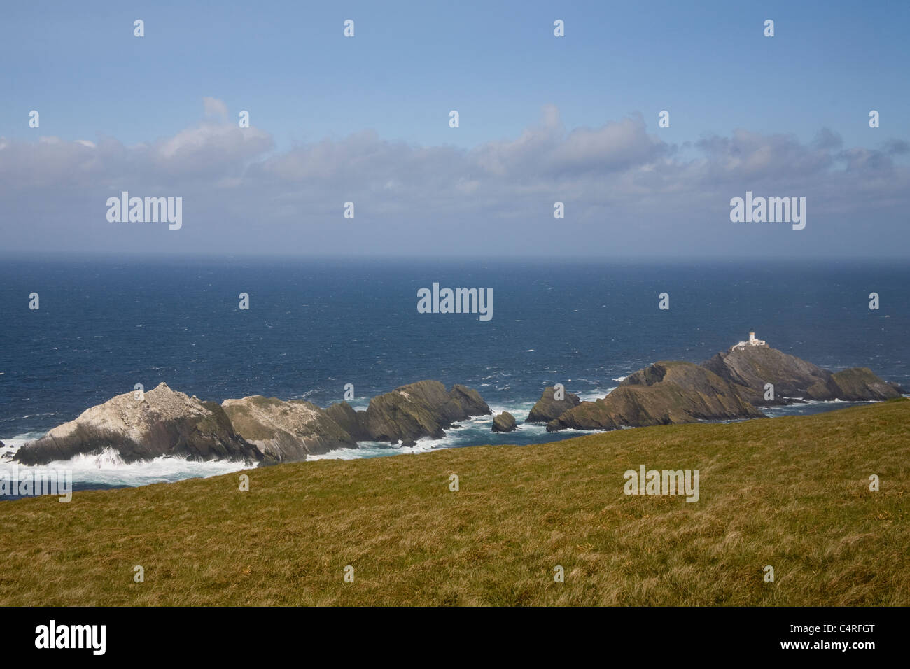 Unst Shetland Isles May Muckle Flugga lighthouse from Hermaness ...