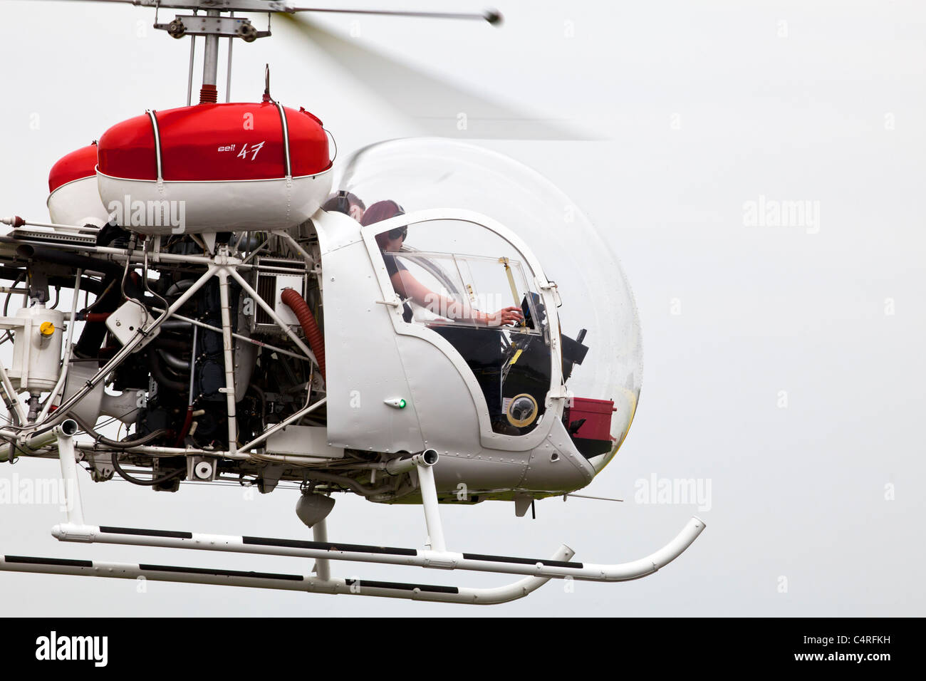 Agusta Bell 47G-4A G-GGTT in flight at Breighton Airfield Stock Photo ...