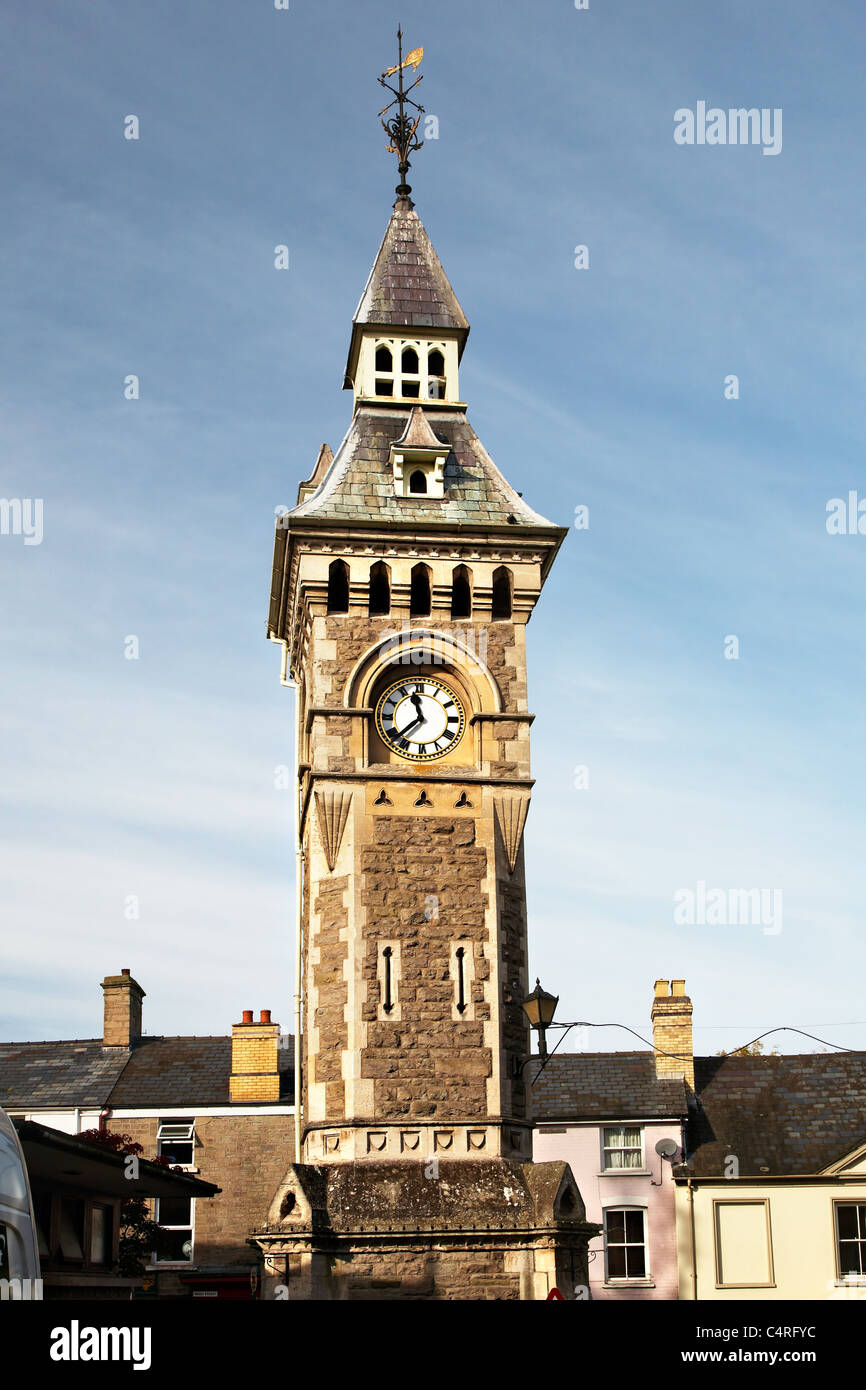 Hay-on-Wye clock tower, Brecon Beacons National Park, Wales Stock Photo ...