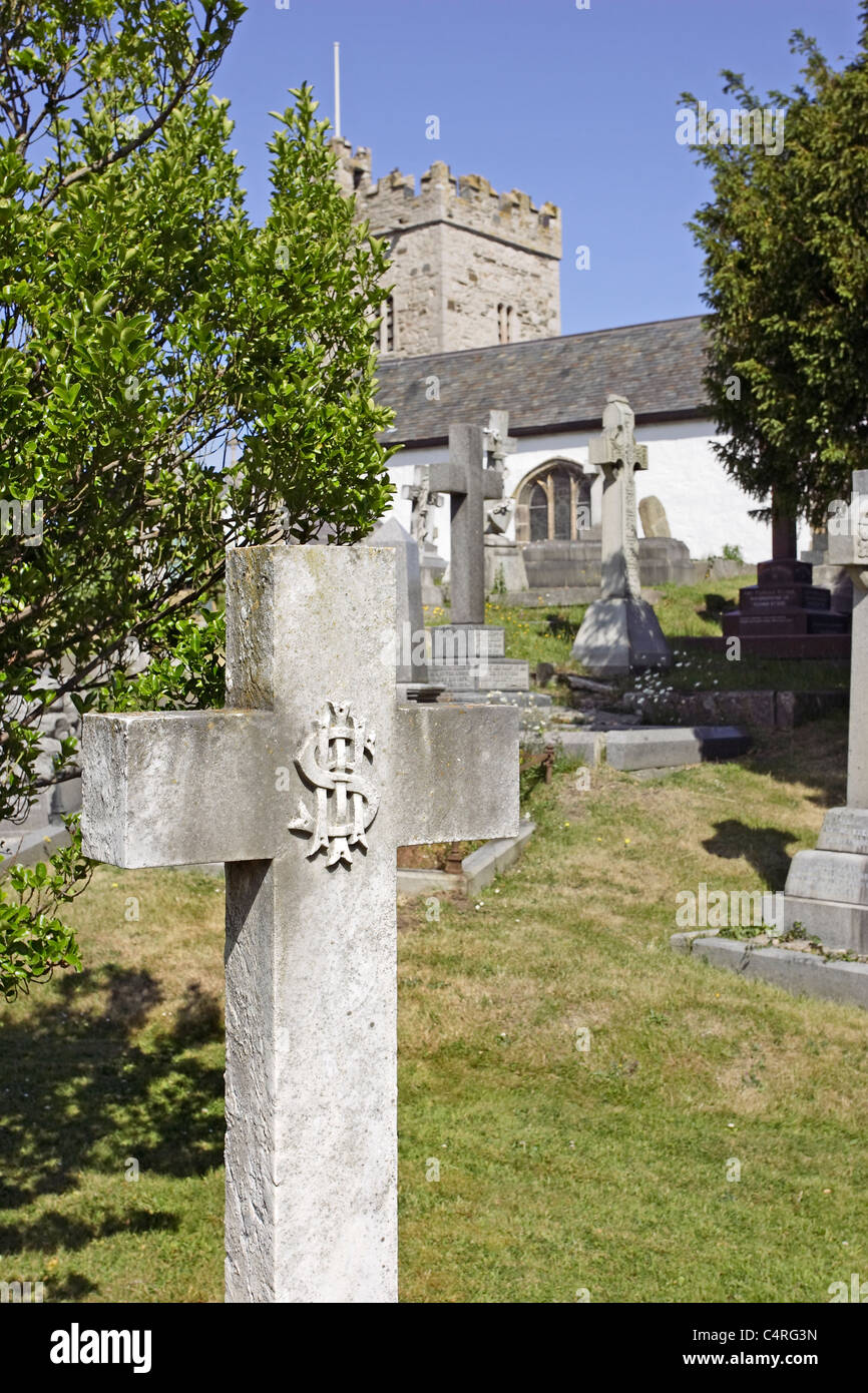 The parish church of Llandrillo near Colwyn Bay in North Wales Stock ...